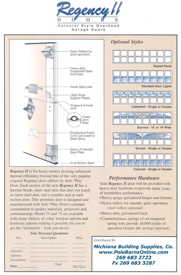 Manufactures Brochure Model 55 and 75 Overhead Garage Doors - Michiana ...